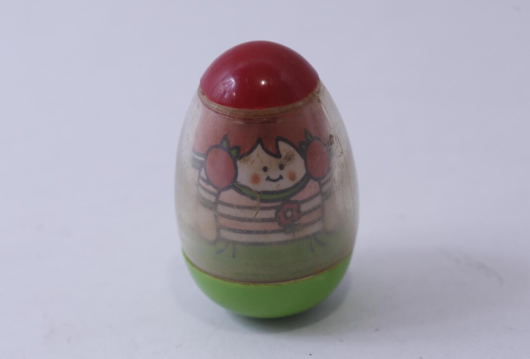 Weeble Wobble, Redhead Girl, Egg-shaped Toy Figurine, Red Top, Green ...