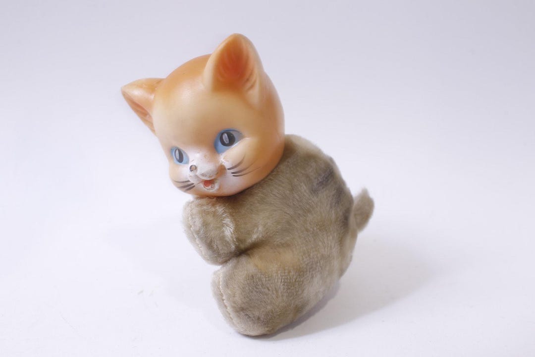 Rubber Face, Cat, 1950s, Small Plush, Vintage, Stuffed Animal, Soft ...