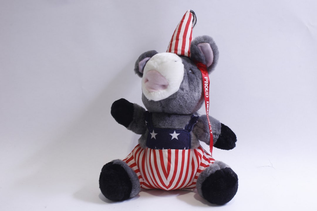 Democrat Stuffed Animal, Political, Symbol, Donkey, Black and Grey ...