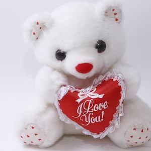 Valentine's Day, I Love You, Polar Bear With Heart, 9", Sitting, Plush ...