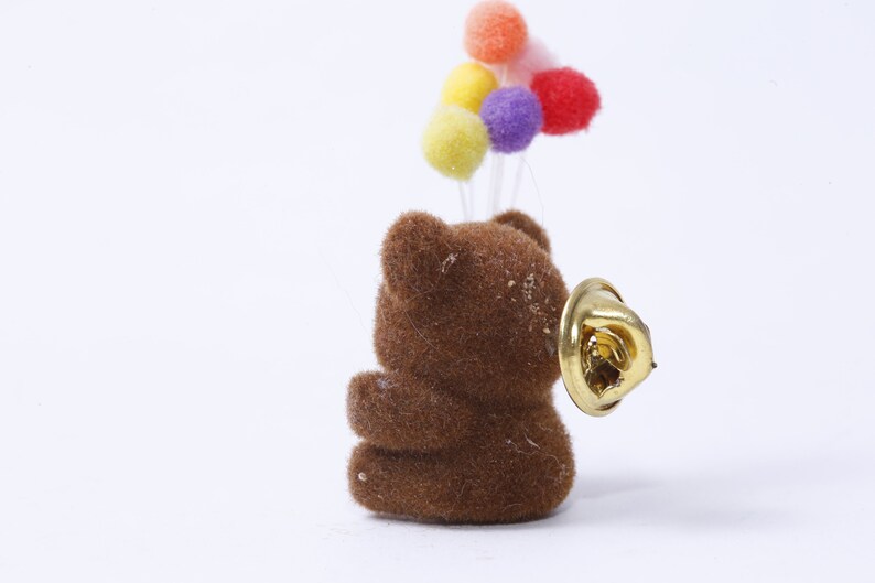 Pick Your Own Fuzzy Flocked Bear Holding Balloons Pin 1980s - Etsy