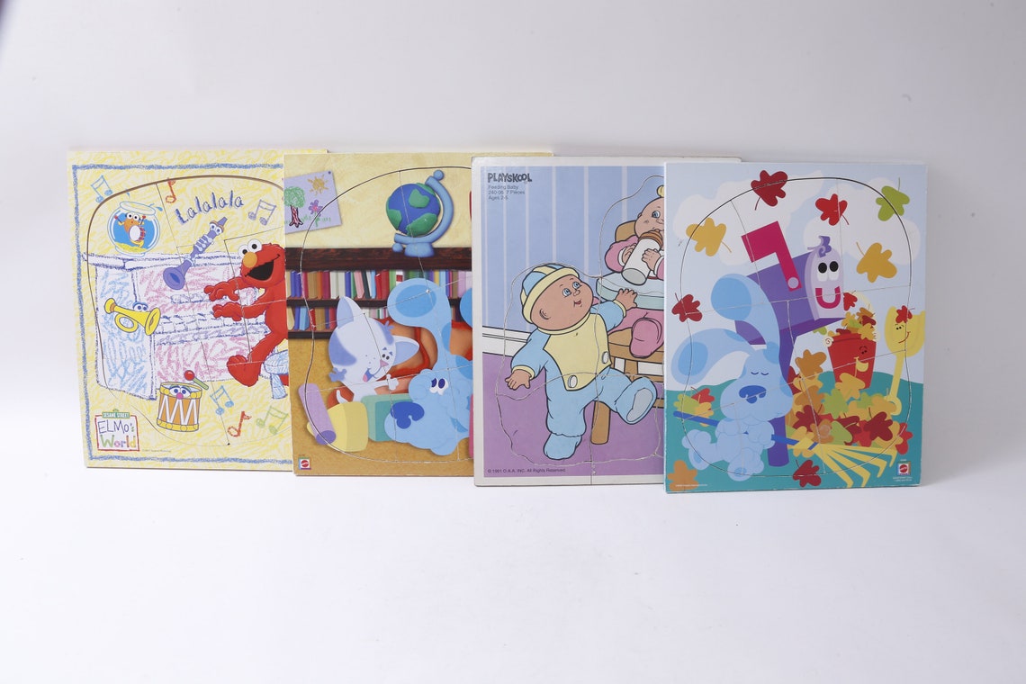 Elmo's World, Blue's Clues, Playskool Feeding Baby, 4 Sets of Puzzle ...