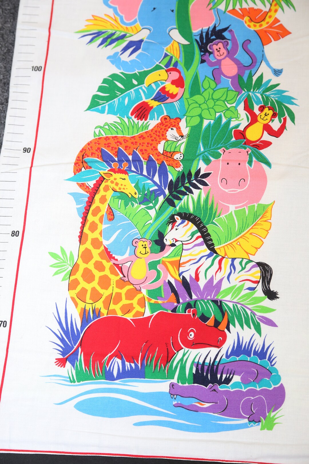 Child Rainbow Zebra GROWTH CHART Height Meter, Fabric, Wall Hanging ...