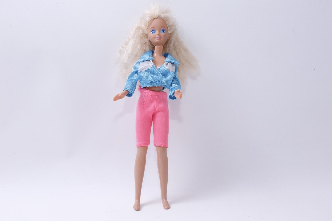 Mattel, Barbie, 10", Doll, Dressed, Blonde, Blue Jacket, Pink Shorts ...