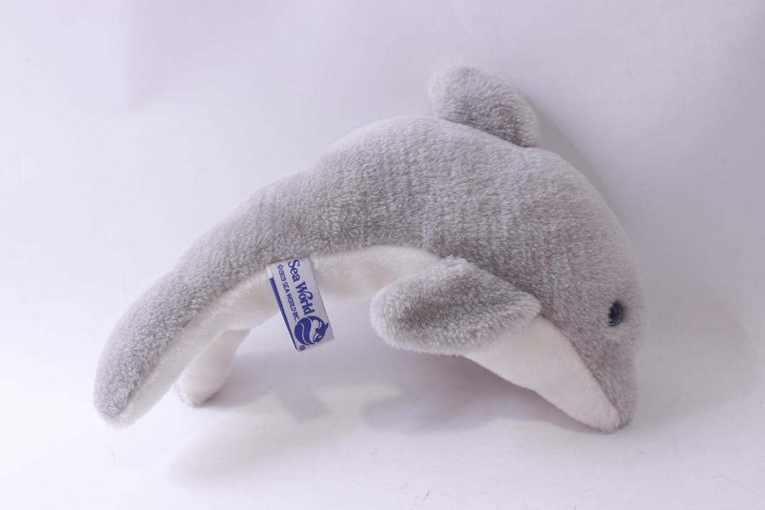 Sea World, Plush Dolphin, Gray-white, Stuffed Animal, 1989, Vintage ...