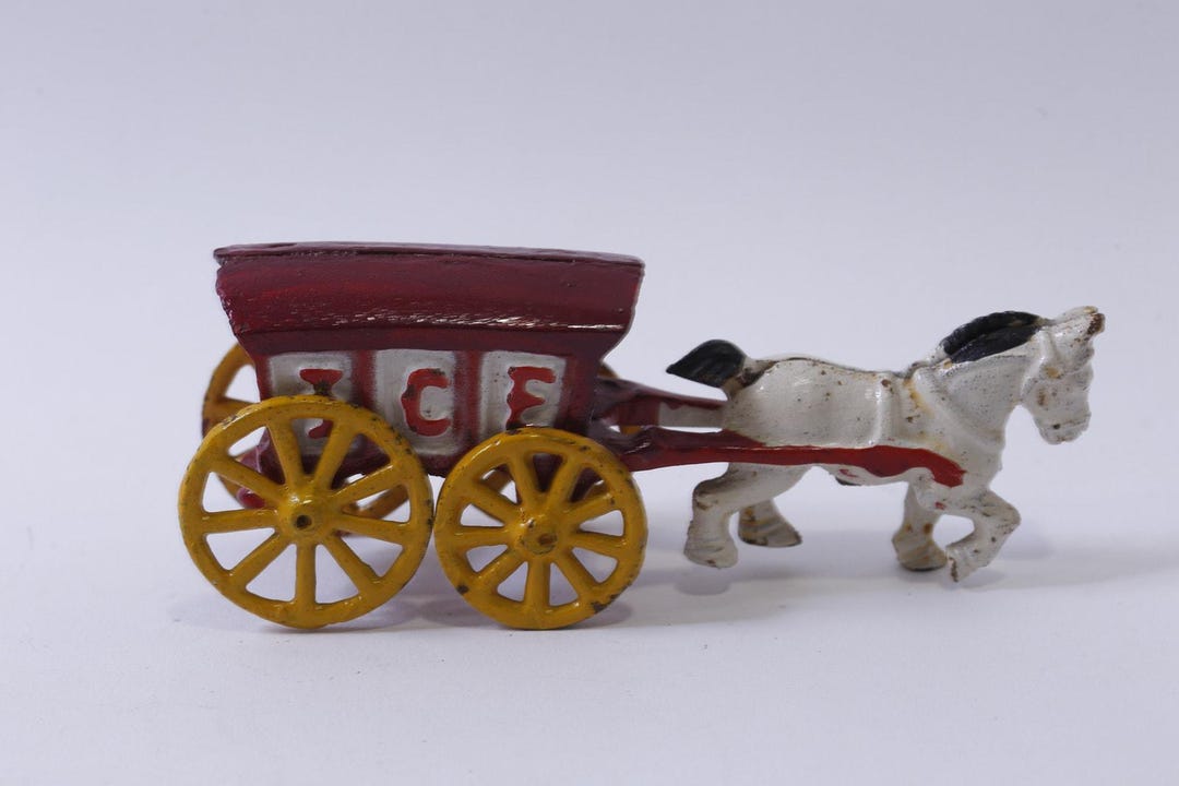Cast Iron, Horse, Carriage, Ice, Paperweight, Figurine, 1800s, Antique ...