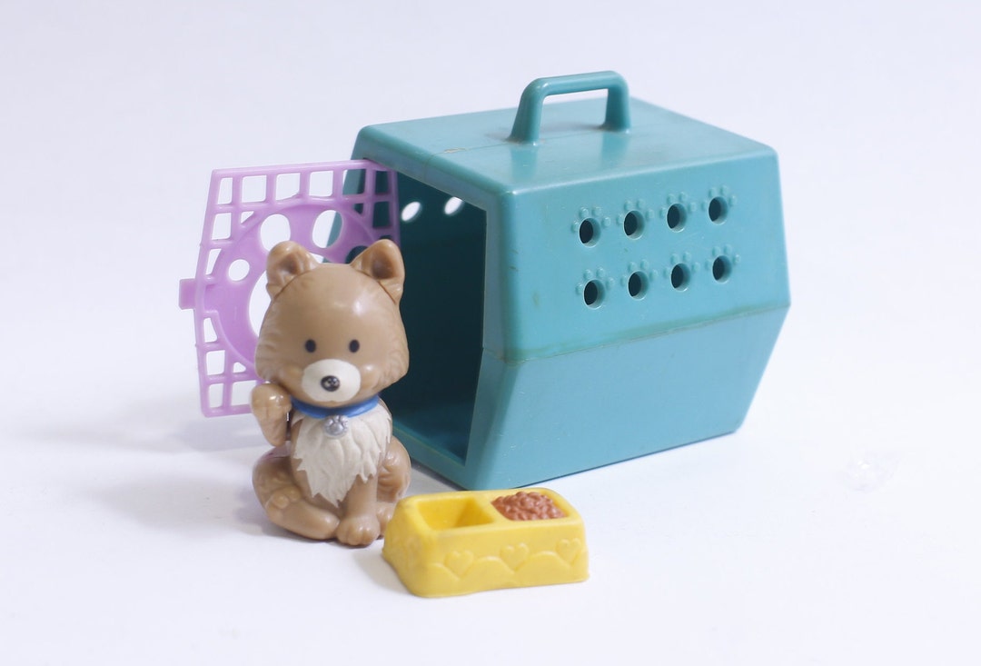 Littlest Pet Shop, Light Brown Collie Puppy, Yellow Food/water Dish ...