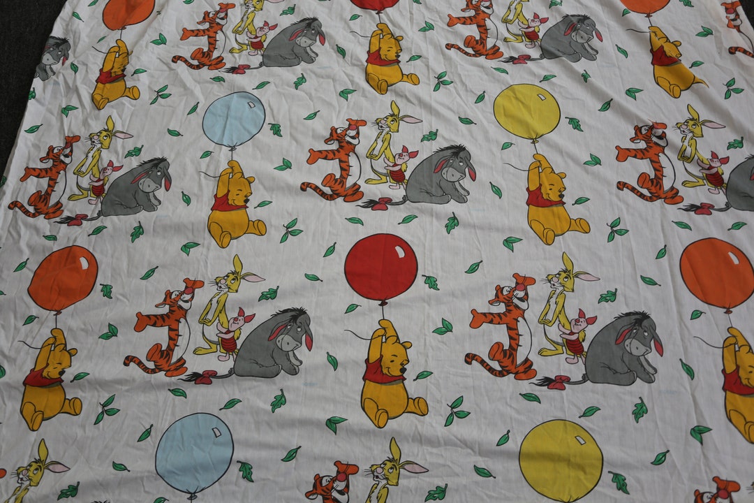 Winnie the Pooh, Cartoon Characters, 70s Twin, White, Bed Sheet, Fabric ...