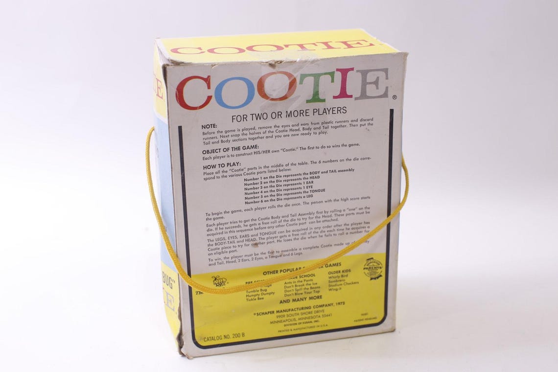 Cootie, Bug Building, Board Game, 1972, Schaper, Children. Fun, Vintage ...