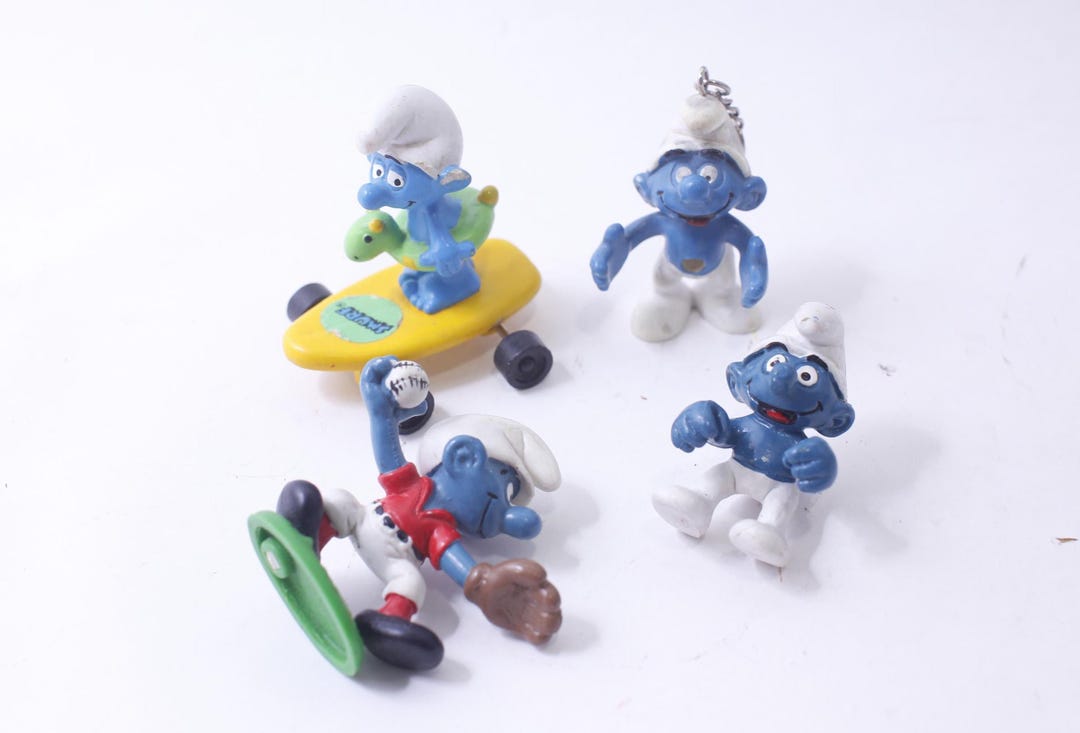 Vintage, Smurfs, PVC Figures, Set of 4, Schleich, 1980s, Peyo, Little ...