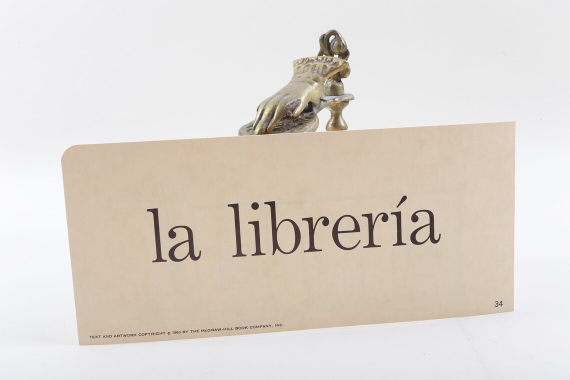 Library La Libreria Spanish Flash Card Sepia Aged Vintage | Etsy