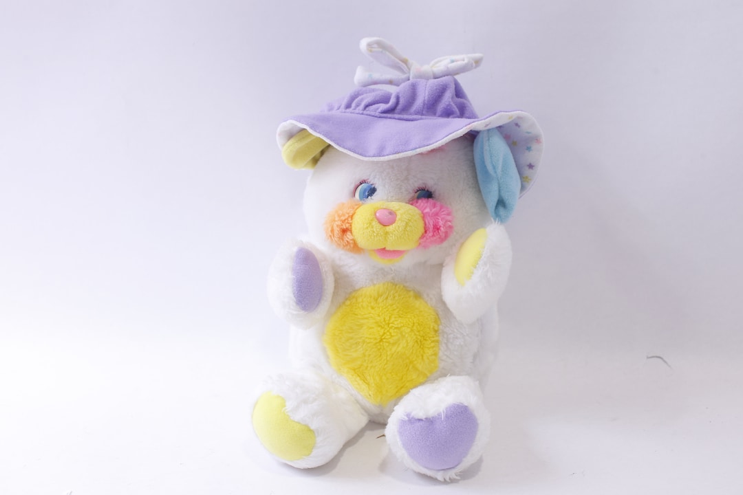 Popples, Bibsy Baby Plush Wearing Purple Bonnet, 1986, Bright Colors ...