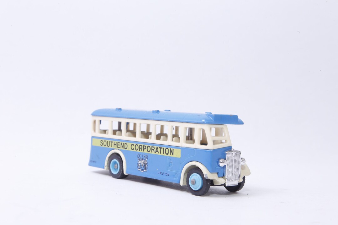 Blue White, Bus, Scale Model, Southend Corporation, Toy, 3 1/2 ...
