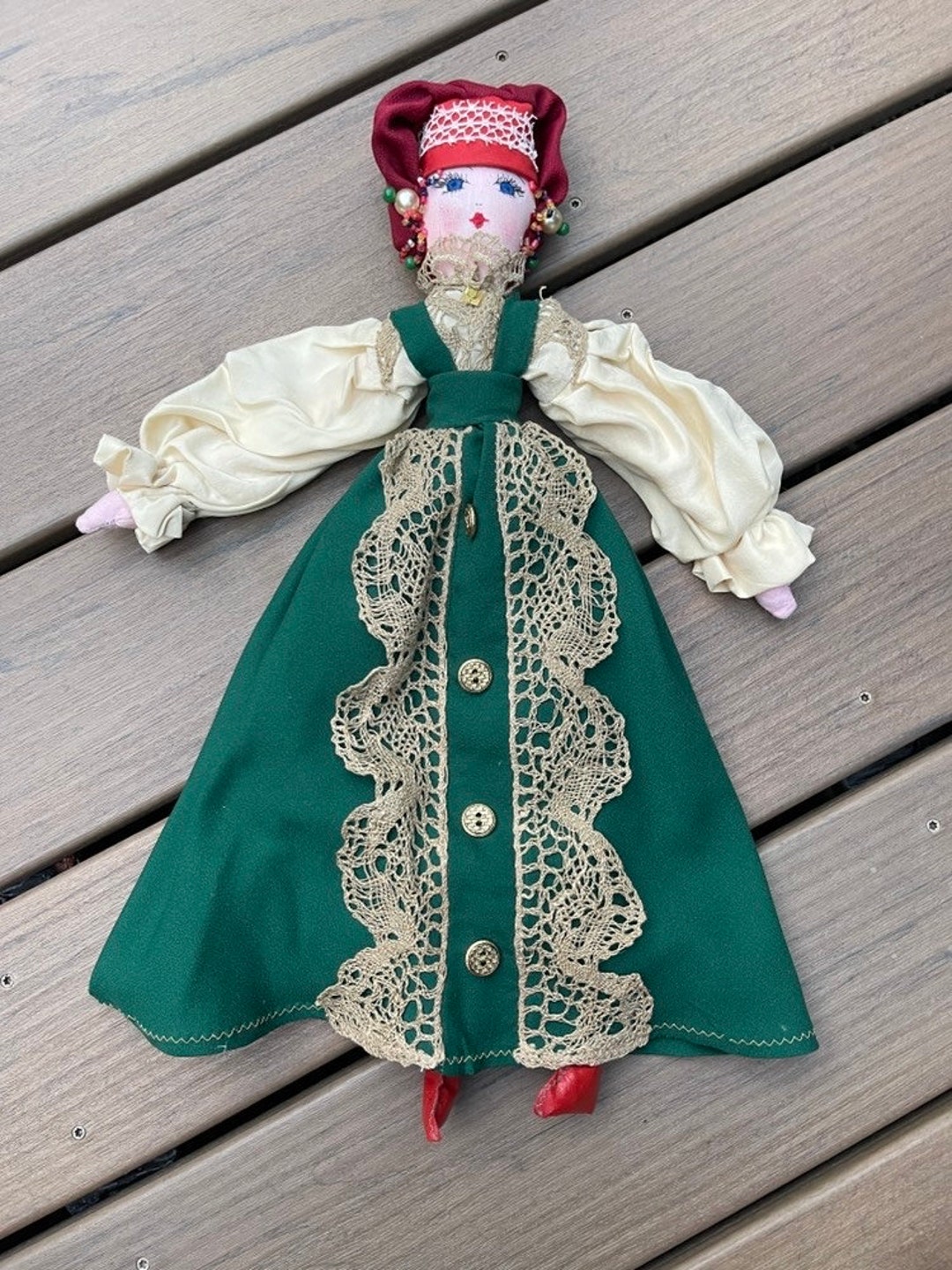 Vintage Beautiful Hand Made Rag Doll, Red Boots, Folk Art Plush 230818 ...