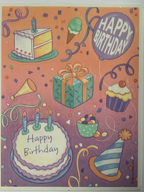 Happy Birthday Stickers Hallmark Cards Single Sticker Sheet - Etsy