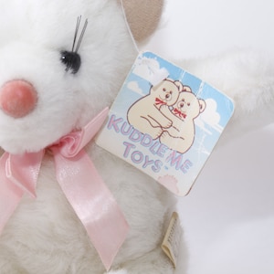 Kuddle Me Toys, White Teddy Bear, Cute, Pink Bow, Soft, 8", Vintage ...