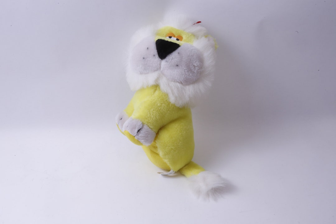 Yellow White, Lion, Sitting, 12", Plush, Soft, Toy, Figure, Big Head ...