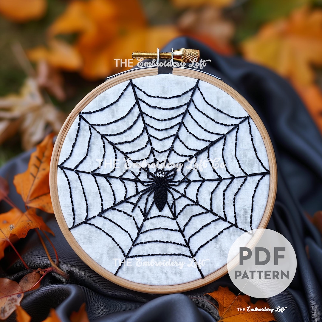 Spider Web Hand Embroidery Pattern, Halloween Embroidery Pattern ...