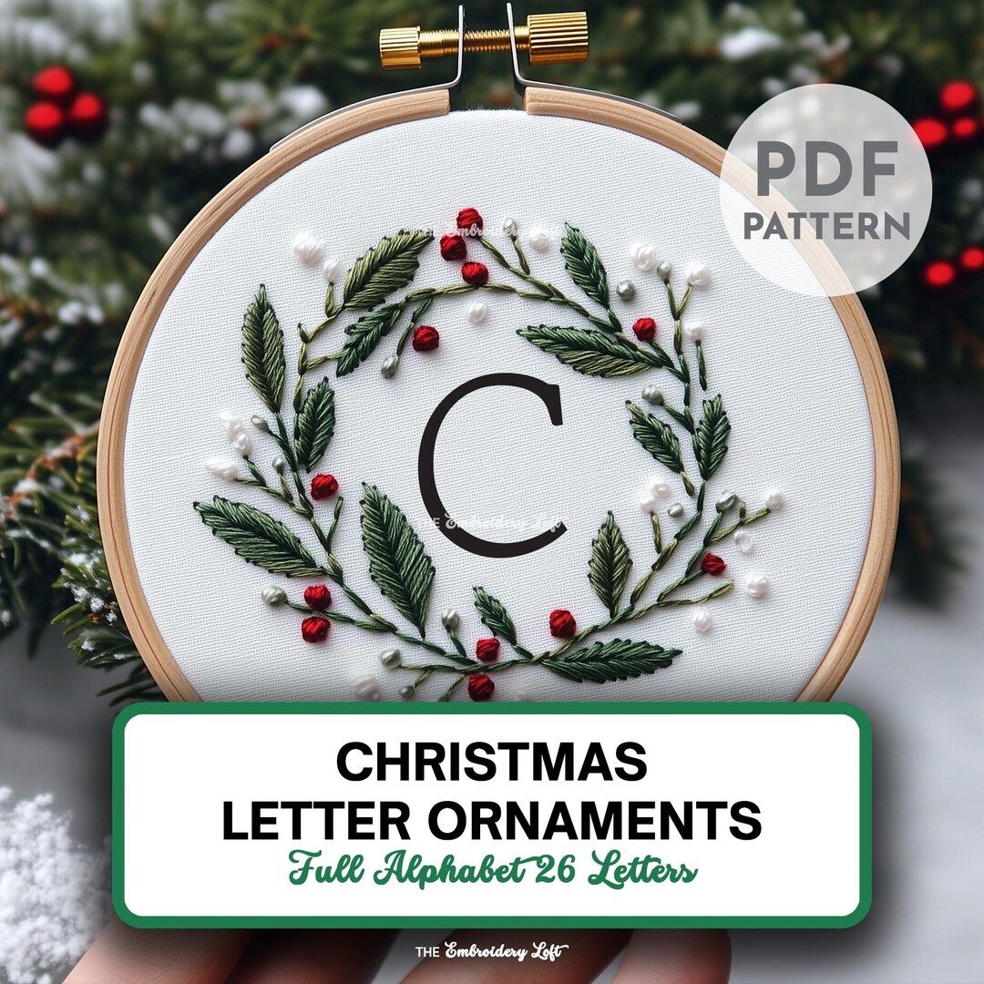 Personalized Initial Embroidery Christmas Ornament, Monogram Embroidery ...