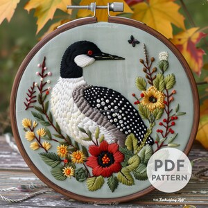 Canadian Loon Hand Embroidery Pattern, Loon Pattern, Bird Embroidery ...