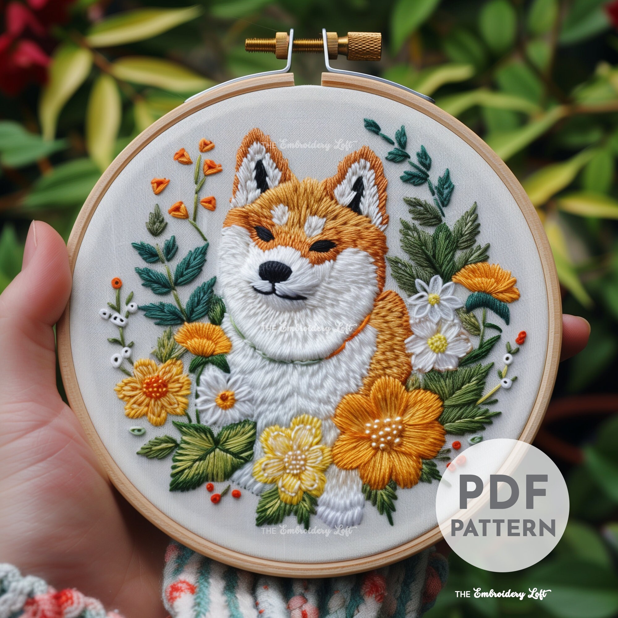 Shiba Hand Embroidery Pattern, Japanese Dog, Dog Embroidery, Pet ...