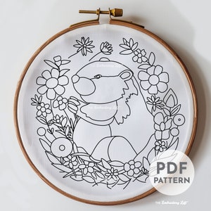 Baby Beaver Hand Embroidery Pattern, Cute Beaver Pattern, Woodland ...