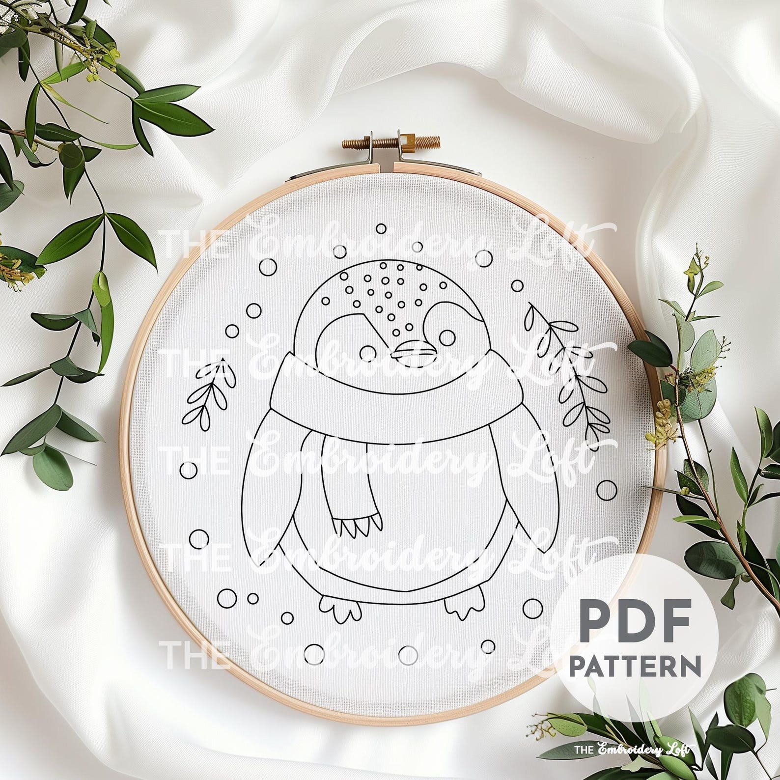 Cute Penguin Hand Embroidery Pattern, Christmas Embroidery Pattern ...