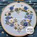 Blue Floral Heart Wreath Hand Embroidery Pattern, Heart Embroidery ...