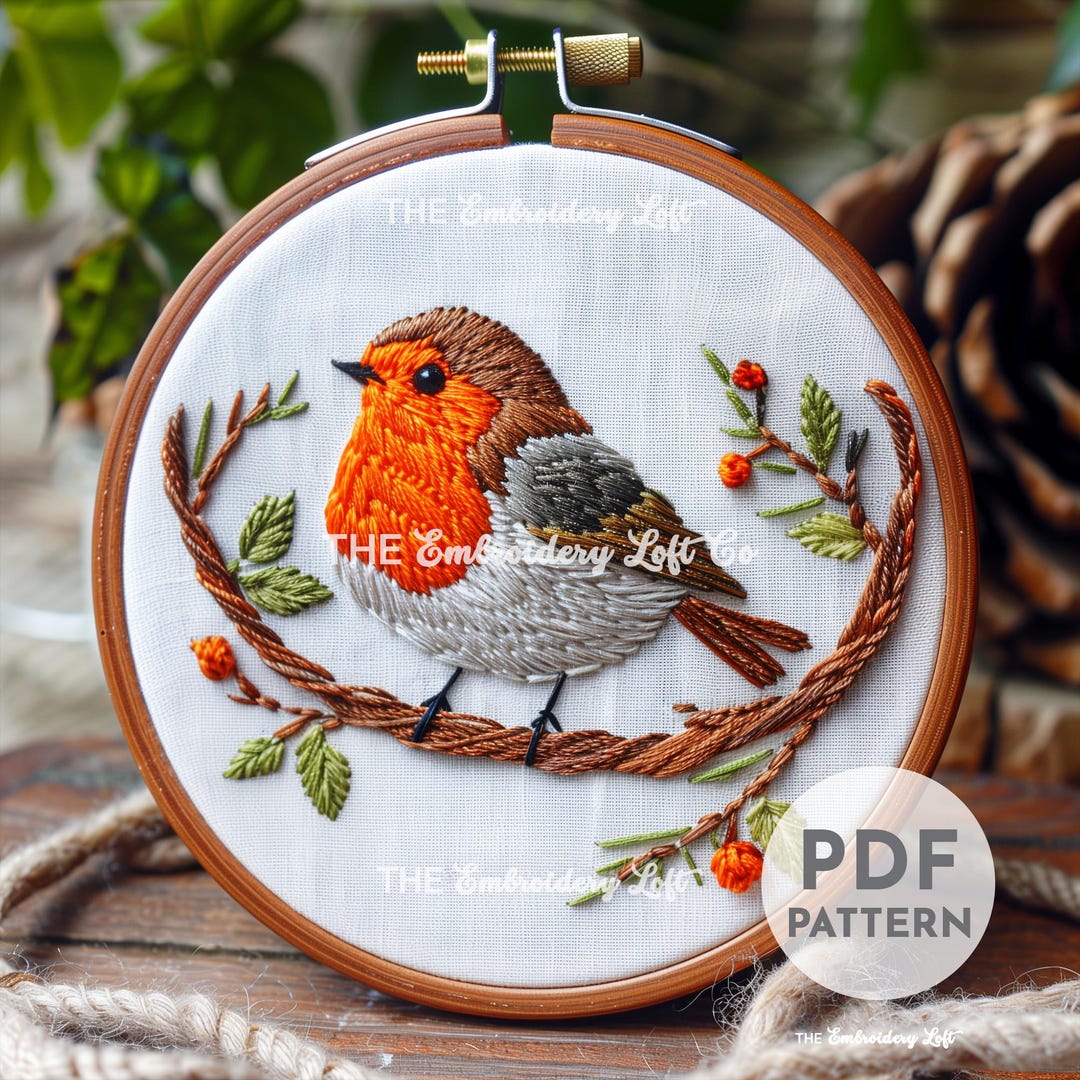 Spring Robin Hand Embroidery Pattern, Robin Pattern, Spring Bird ...