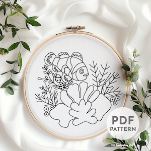 Clown Fish Hand Embroidery Pattern, Fish Pattern, Ocean Pattern, Hand ...