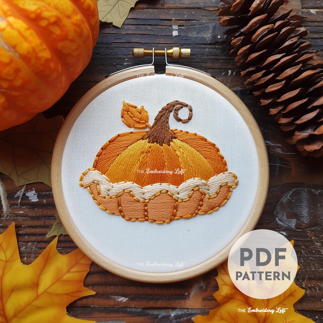Pumpkin Pie Hand Embroidery Pattern, Pumpkin Pattern, Autumn Pattern ...