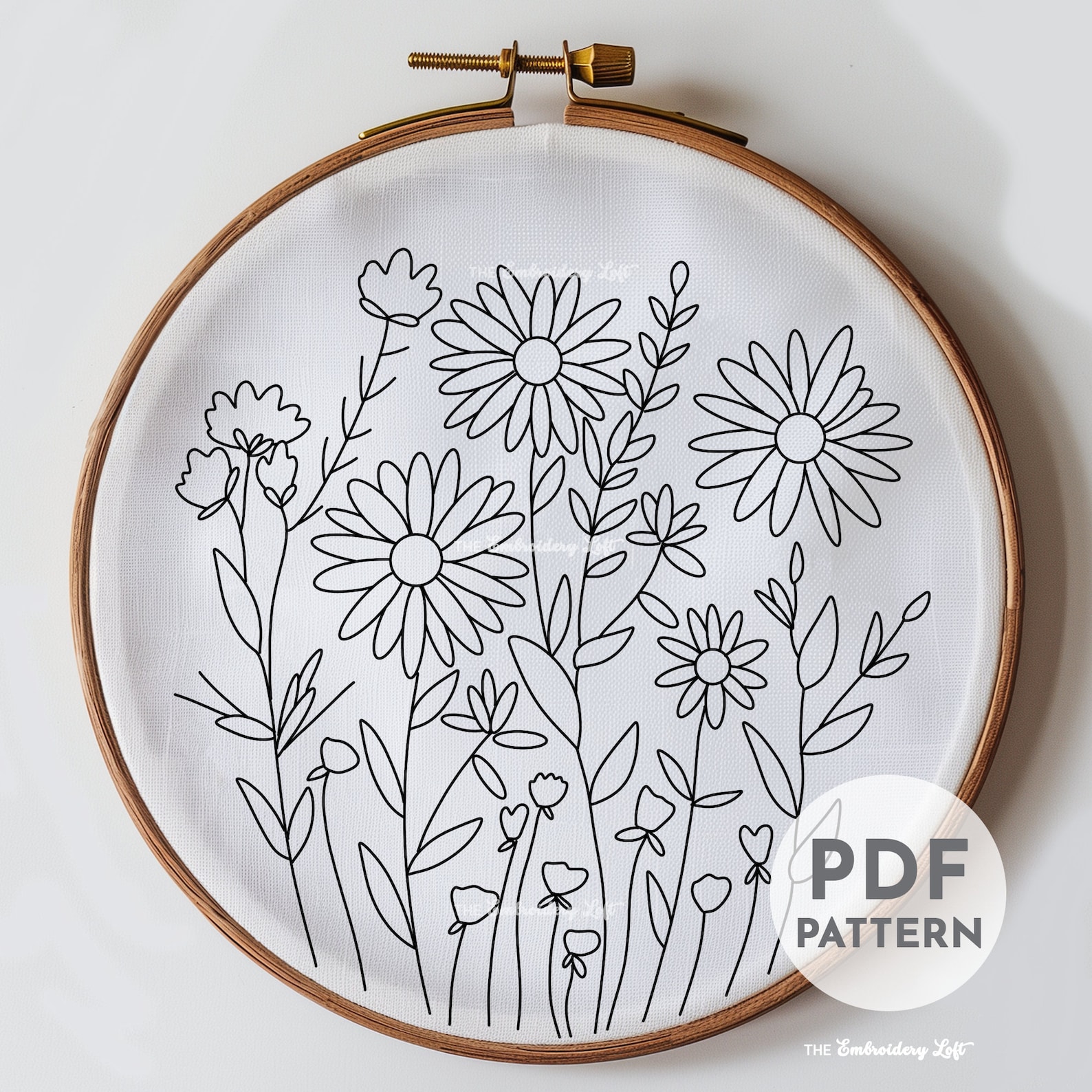 Pink Daisies Hand Embroidery Pattern, Daisies Pattern, Pink Flowers ...
