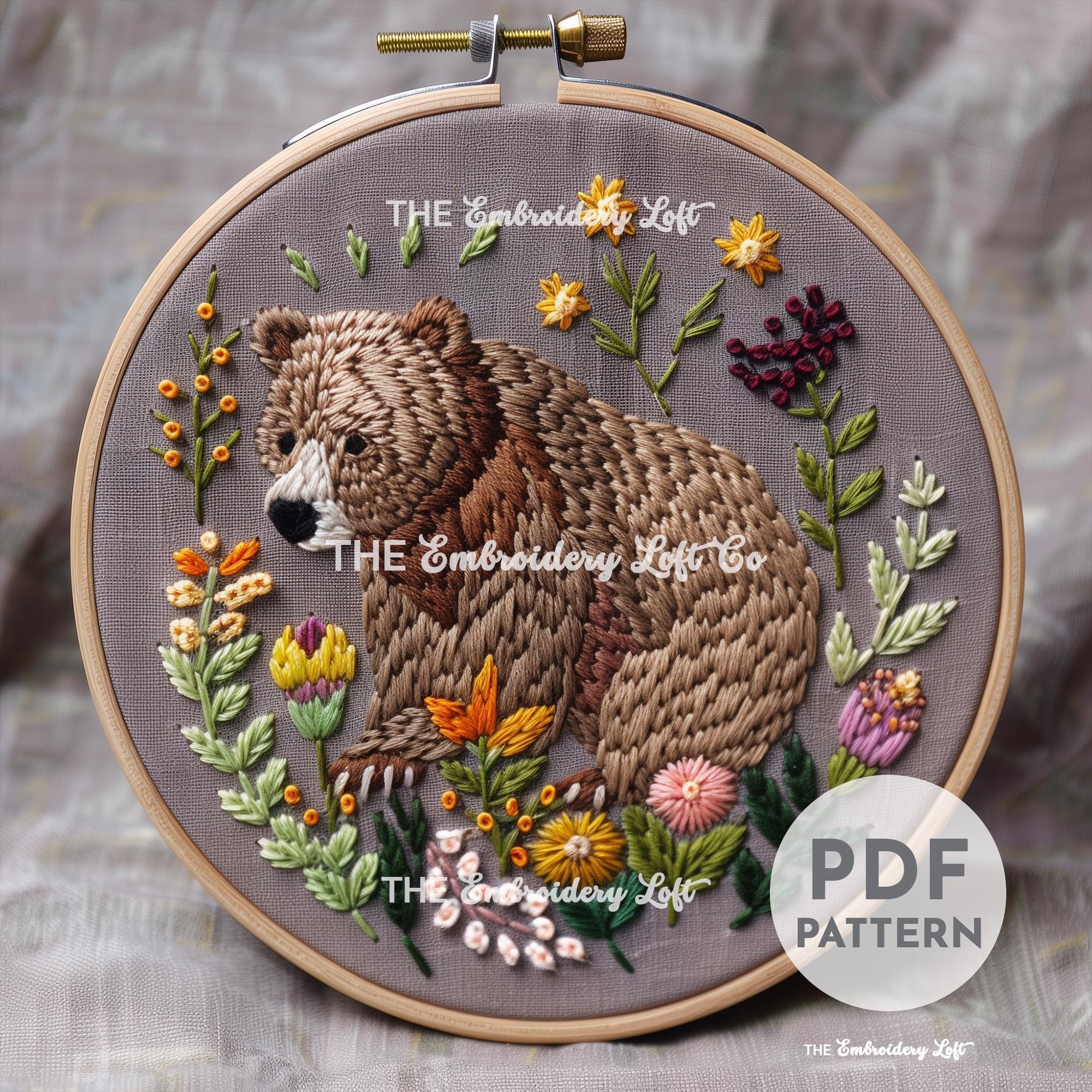 Woodland Bear Hand Embroidery Pattern, Bear Pattern, Woodland ...