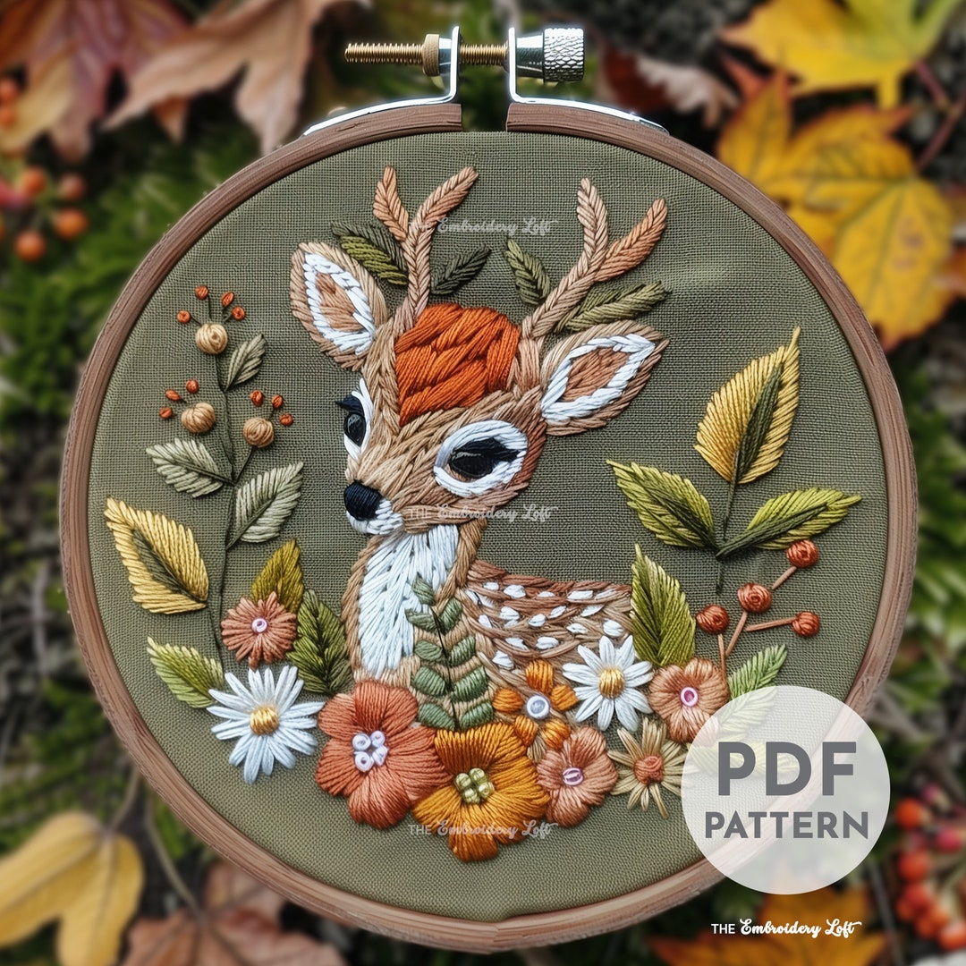 Baby Deer Hand Embroidery Pattern, Cute Deer Pattern, Woodland Deer ...