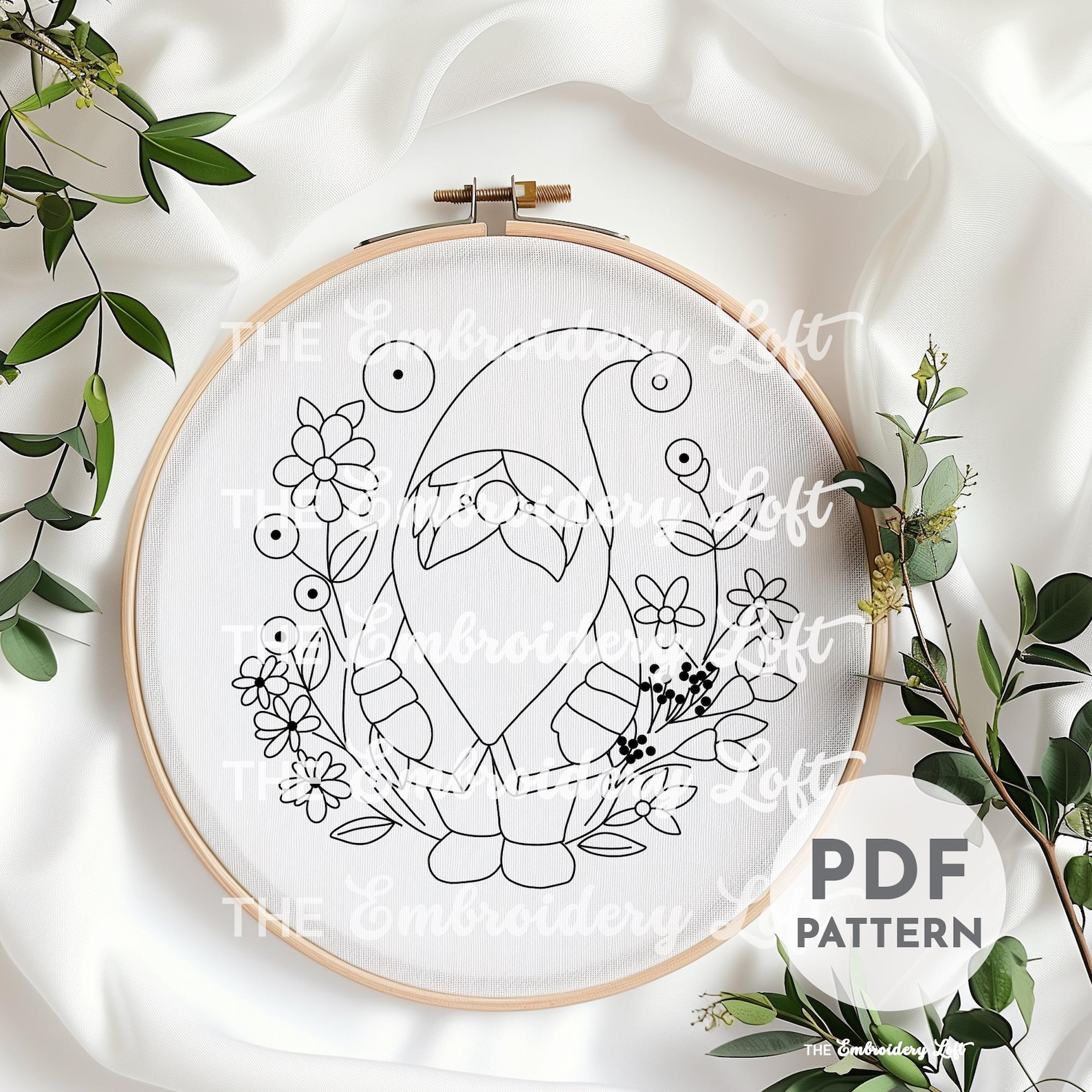 Woodland Gnome Hand Embroidery Pattern, Gnome Embroidery Design, Autumn ...