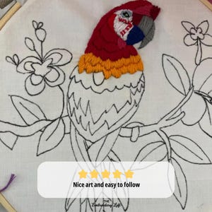 Parrot Hand Embroidery Pattern, Gift for Bird Lovers, Tropical Parrot ...