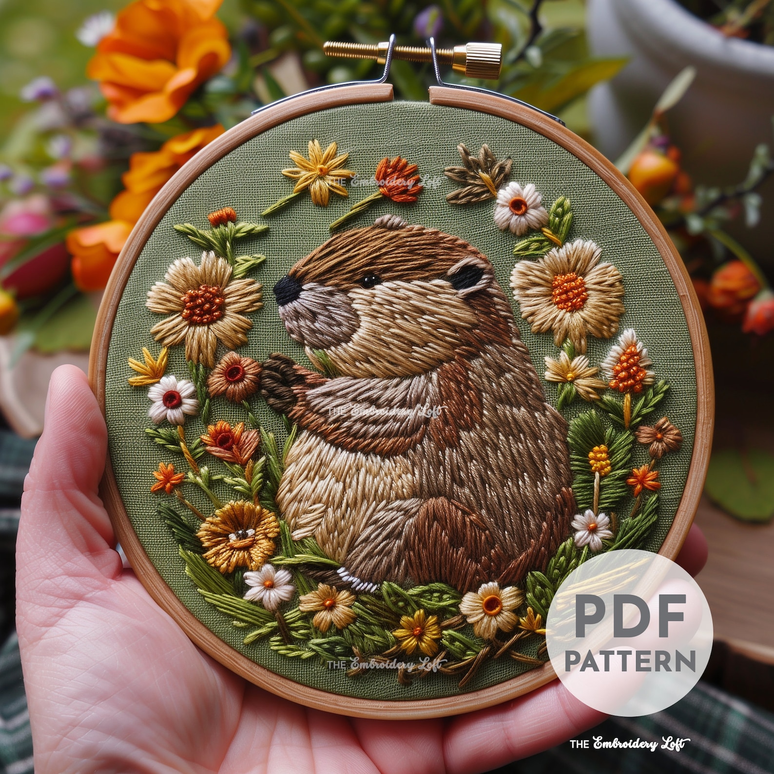 Baby Beaver Hand Embroidery Pattern, Cute Beaver Pattern, Woodland ...