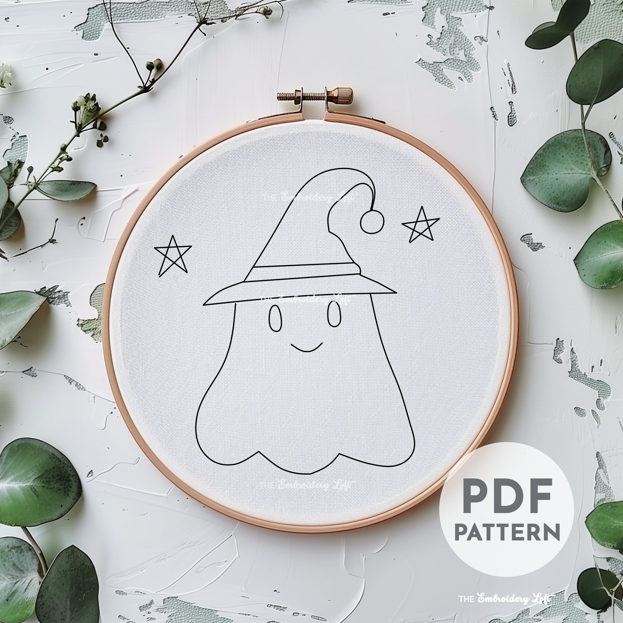 Cute Ghost Hand Embroidery Pattern, Witchy Embroidery Pattern, Ghost ...