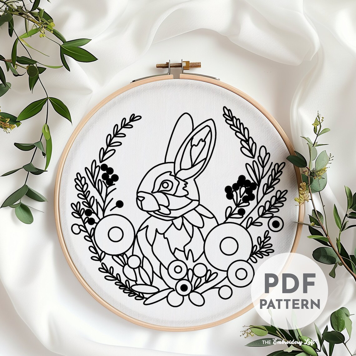 Woodland Rabbit Hand Embroidery Pattern, Rabbit Pattern, Woodland ...