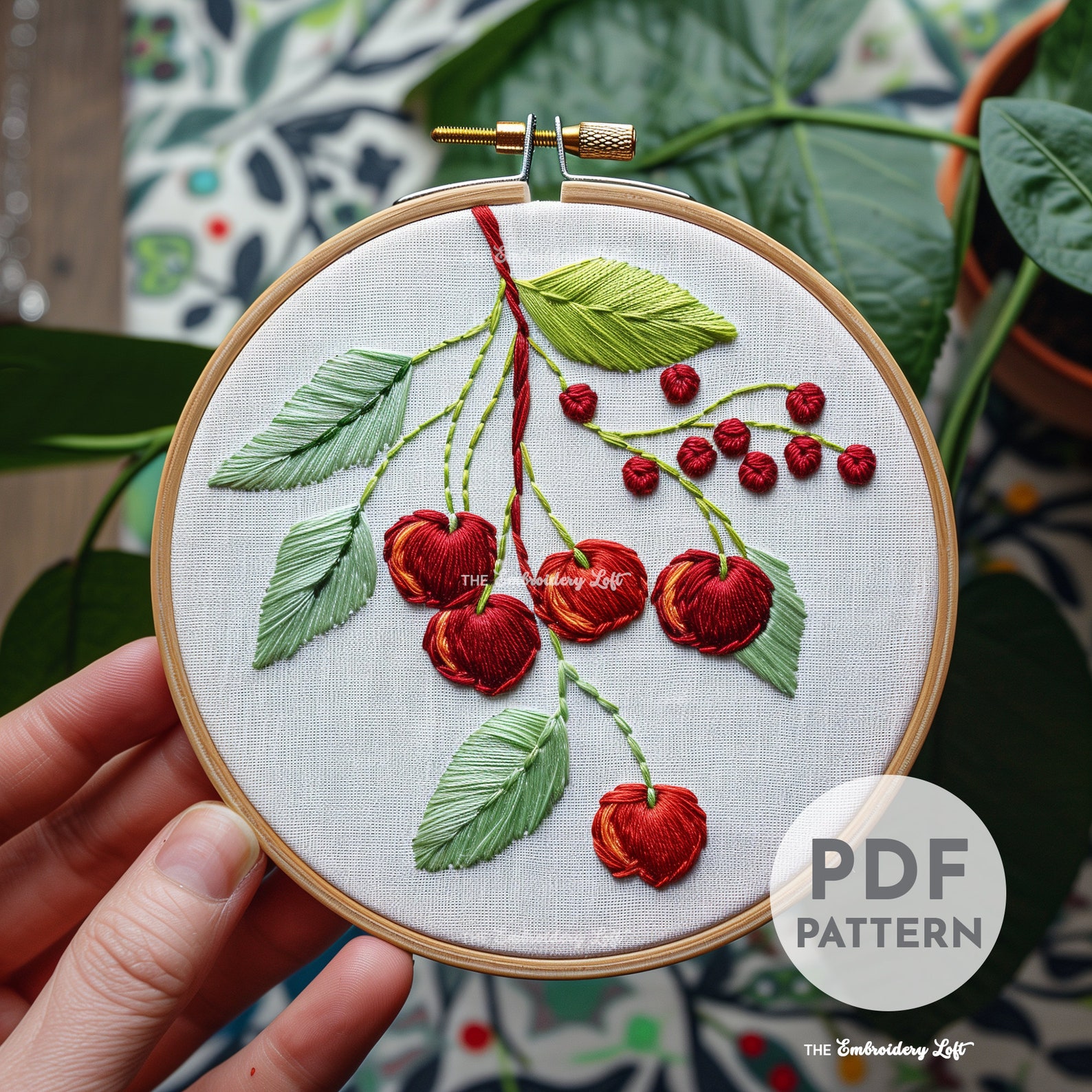 Cherries Hand Embroidery Pattern, Cherries Pattern, Cherry Embroidery ...