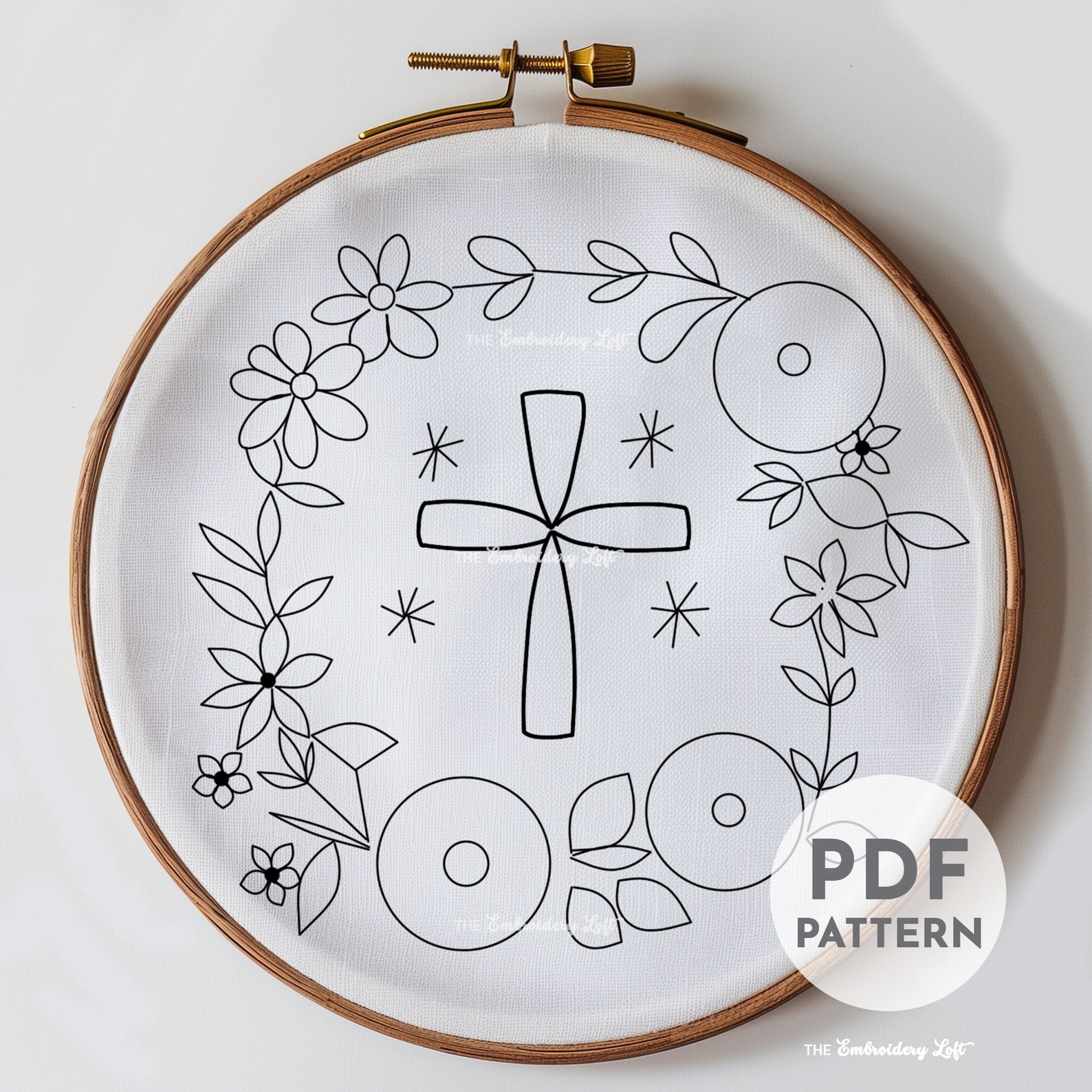 Floral Cross Embroidery Pattern, Christian Embroidery, Religious Cross ...