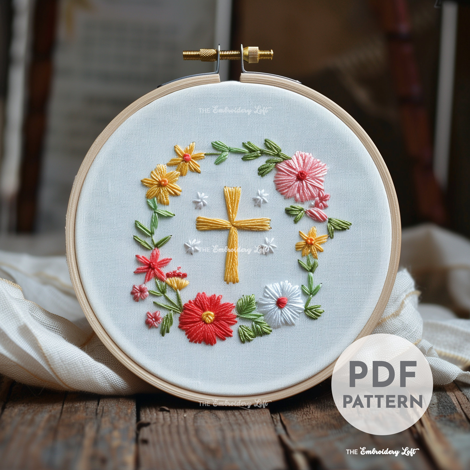 Floral Cross Embroidery Pattern, Christian Embroidery, Religious Cross ...
