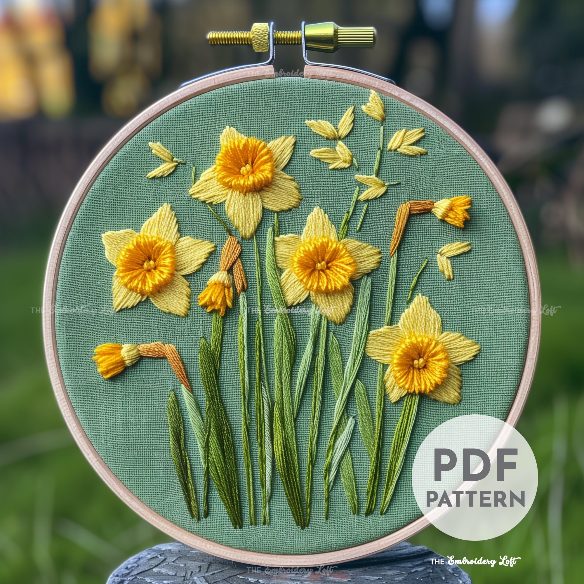 Yellow Daffodils Hand Embroidery Pattern, Daffodil Pattern, Daffodil ...