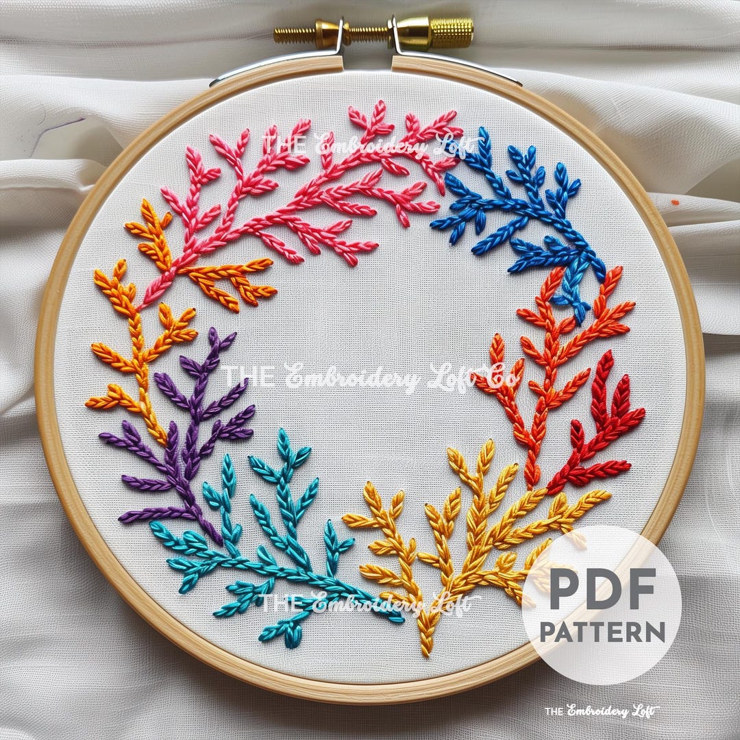 Coral Wreath Hand Embroidery Pattern, Coral Pattern, Ocean Pattern ...