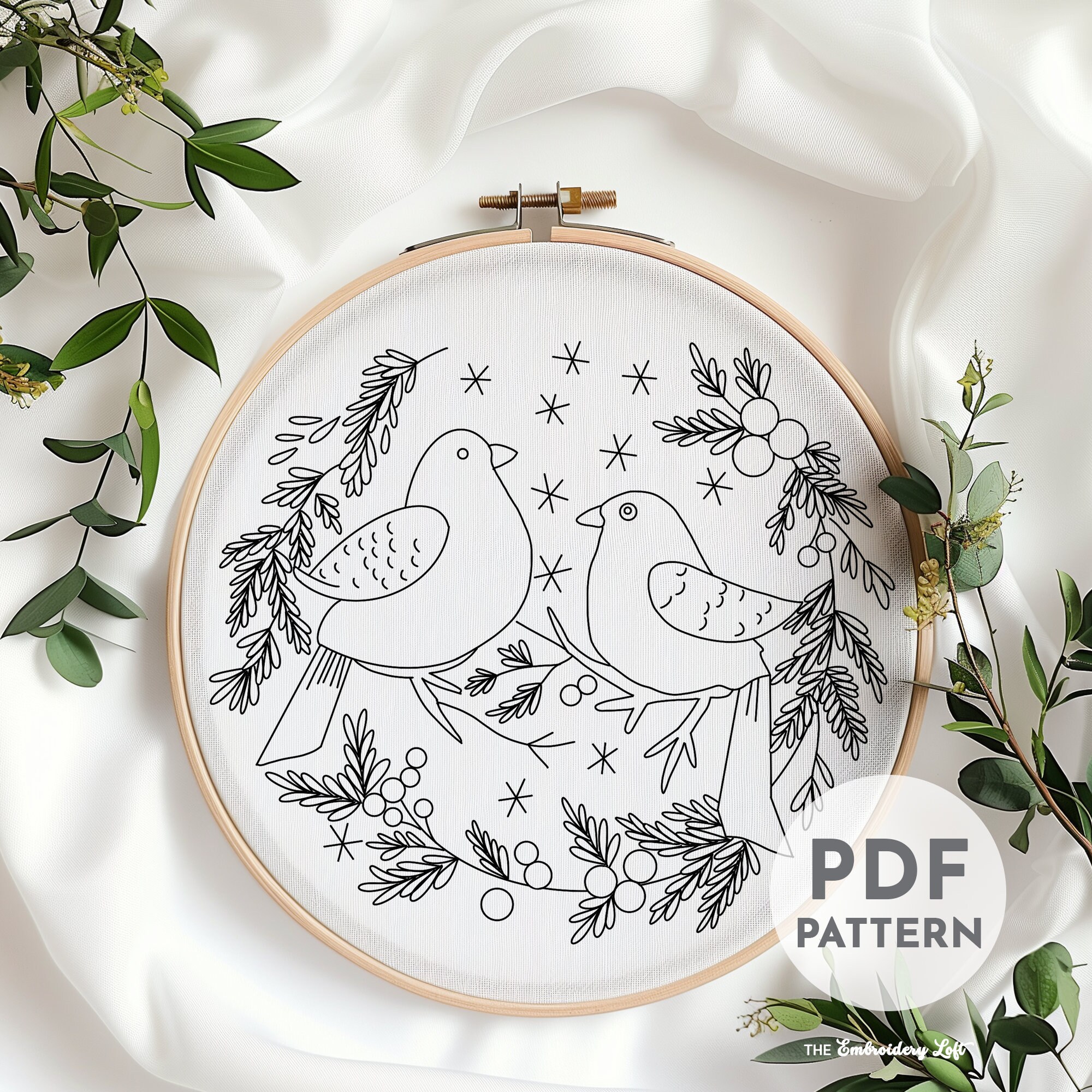 Two Turtle Doves Hand Embroidery Pattern, Twelve Days of Christmas ...