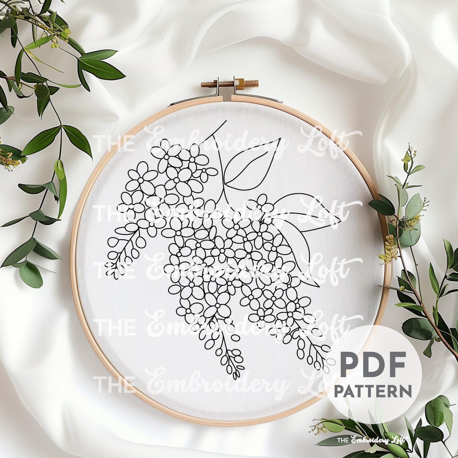 Lilac Branch Hand Embroidery Pattern, Purple Lilac Flowers, Pink Lilac ...