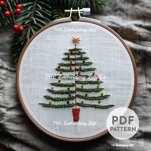Christmas Tree Hand Embroidery Pattern, Beginner Embroidery, Christmas ...