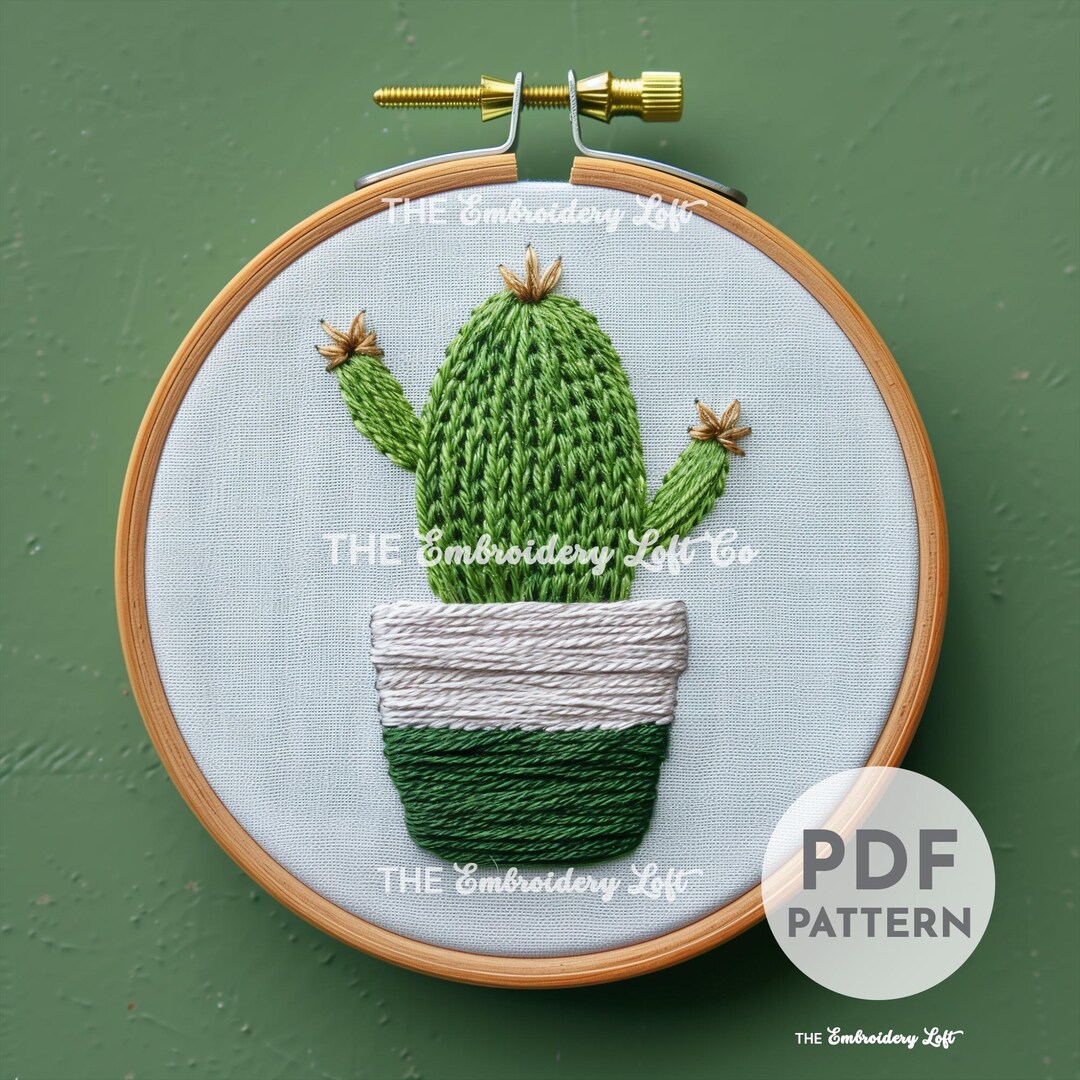 Cactus Hand Embroidery Pattern, Cactus Embroidery, House Plants Pattern ...