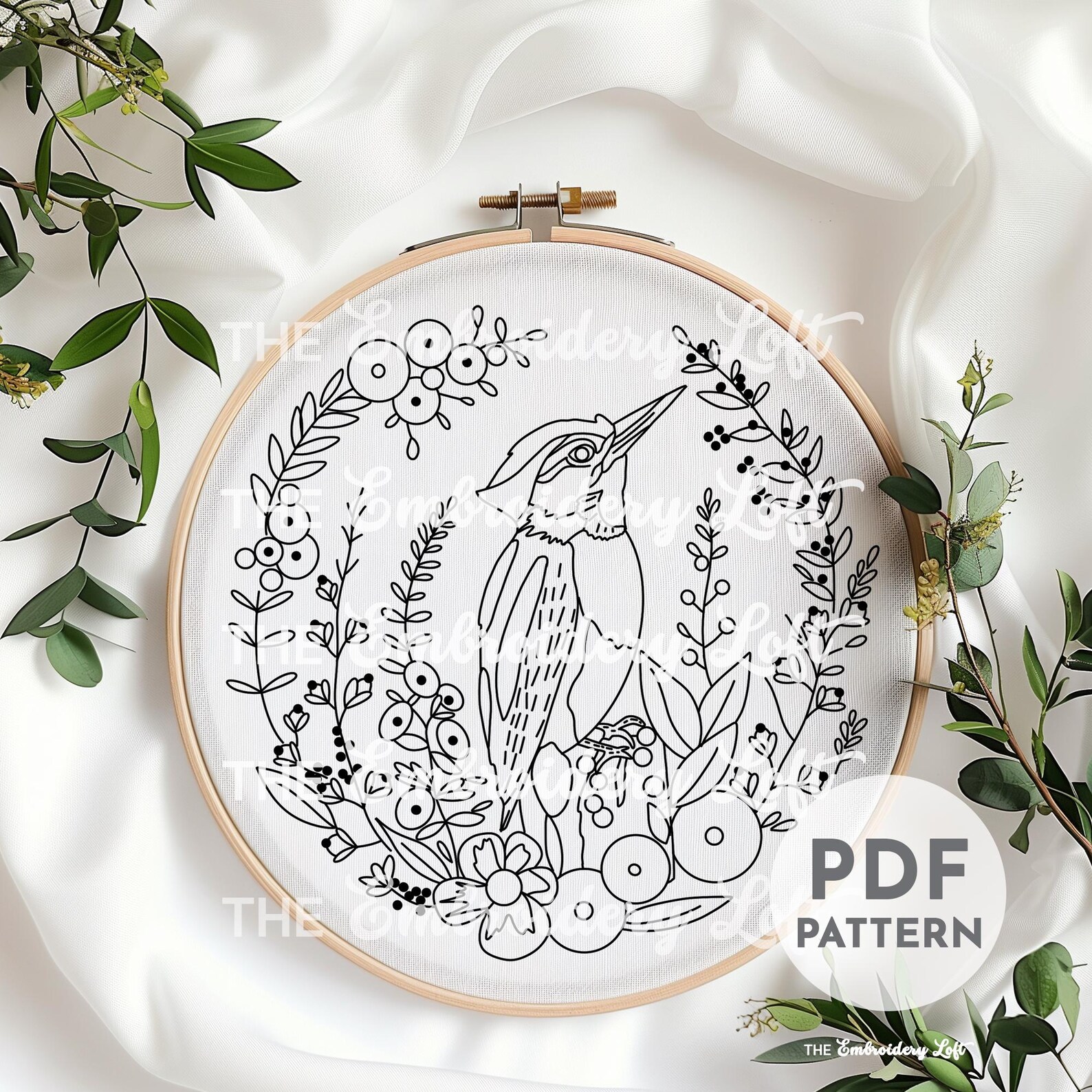 Woodpecker Hand Embroidery Pattern, Woodpecker Pattern, Woodland Bird ...