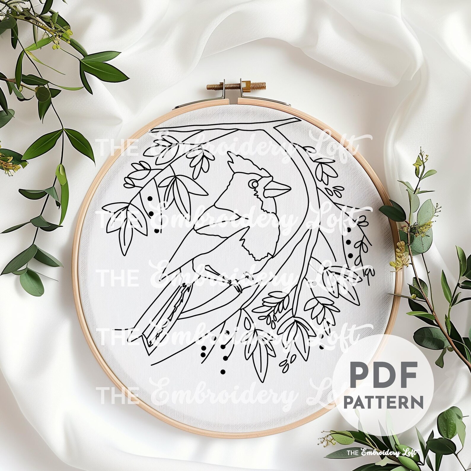 Red Cardinal Hand Embroidery Pattern, Gift for Bird Lovers, Red ...